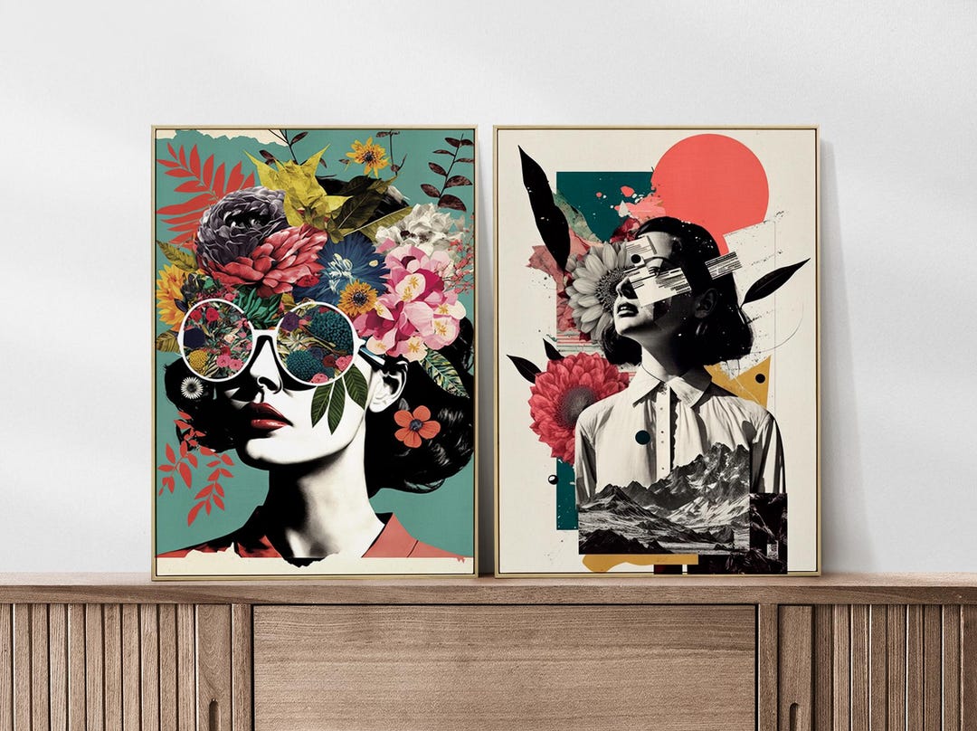Set of 2 Prints Collages V2 Set of 2 Wall Art, Set of 2 Posters Women ...