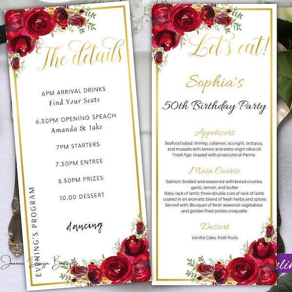 50th Birthday Party Program Template - Etsy