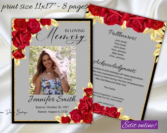 Funeral Program Roses | Etsy