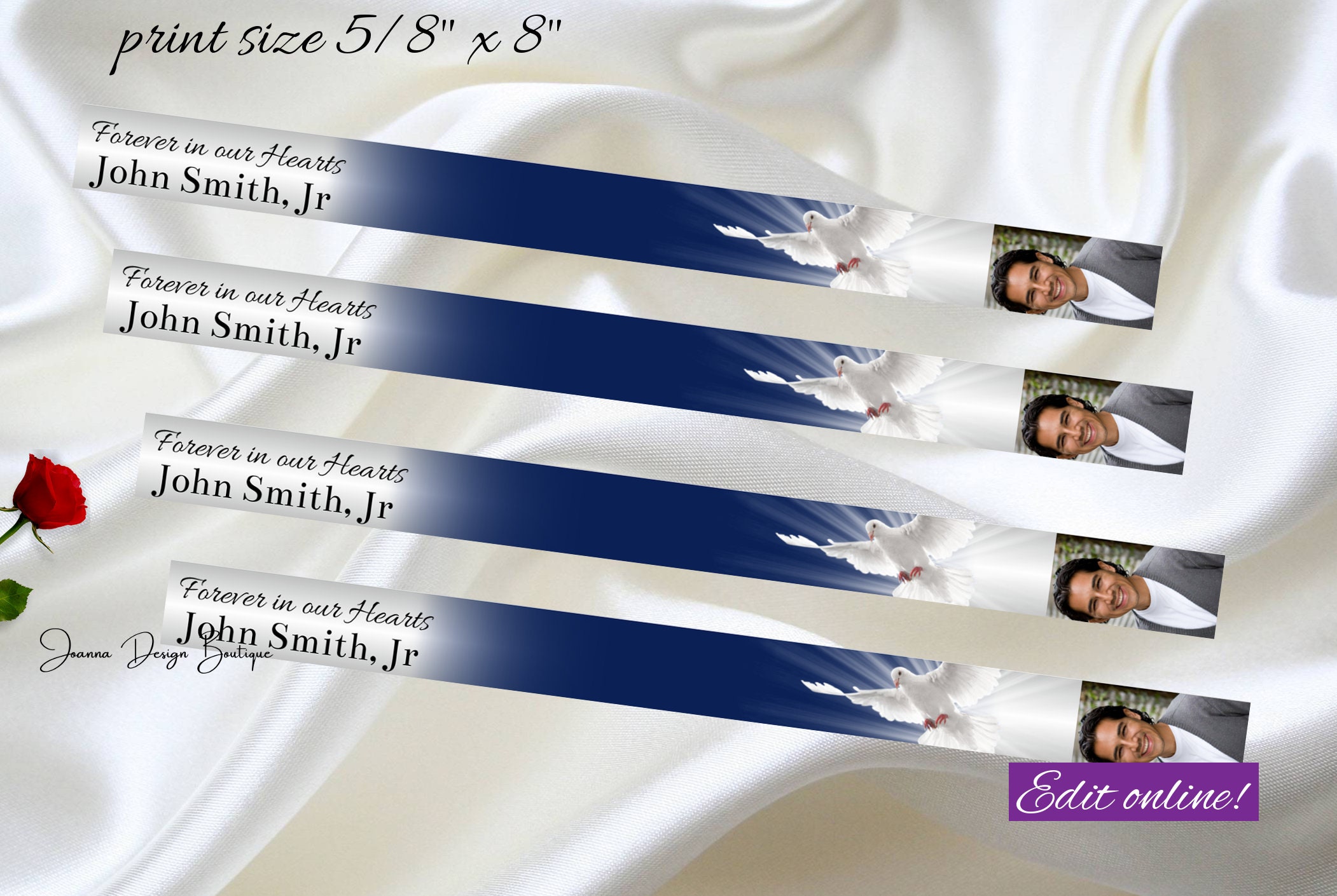 Blue Silver Memorial Ribbon Template Memorial Ribbon With Photo ...