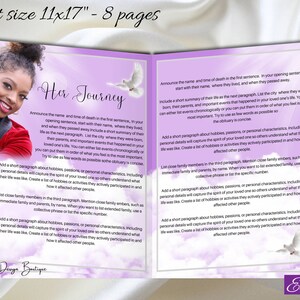 Purple Sky Silver Funeral Program Obituary 11x17 Clouds Dove Funeral ...