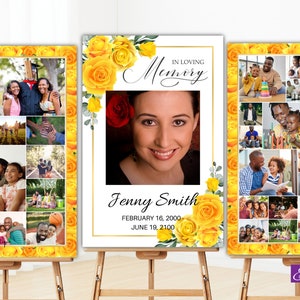 Yellow Roses Memorial Photo Collage Yellow Flowers Funeral Photo ...