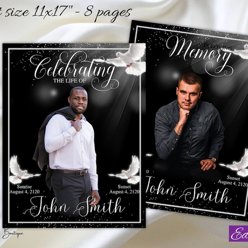 Male Obituary Template - Etsy