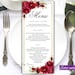 Red Roses Menu Cards Template Red Flowers Menu Card Floral Red Menu ...