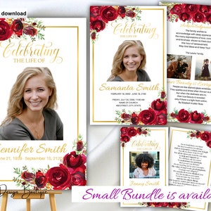Red Roses Obituary Template Red Roses Funeral Program Funeral Program ...