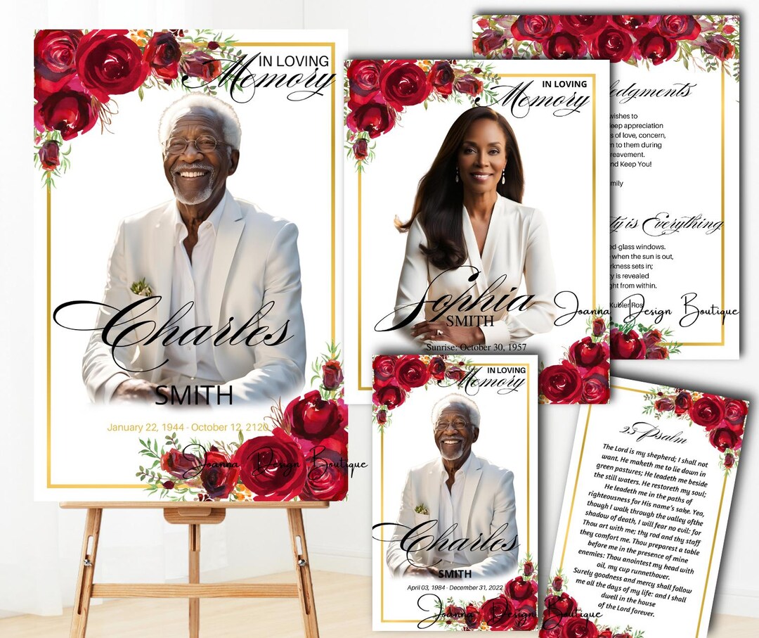 Red Roses Funeral Bundle Set Funeral Memorial Service Bundle Funeral ...