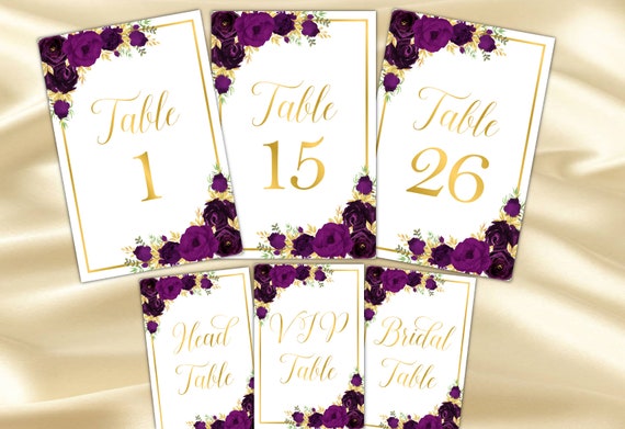 Eggplant Table Numbers Printable Aubergine Table Numbers | Etsy