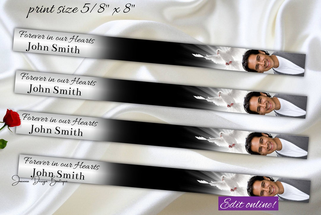 Black Silver Memorial Ribbon Template Memorial Ribbon With Photo ...