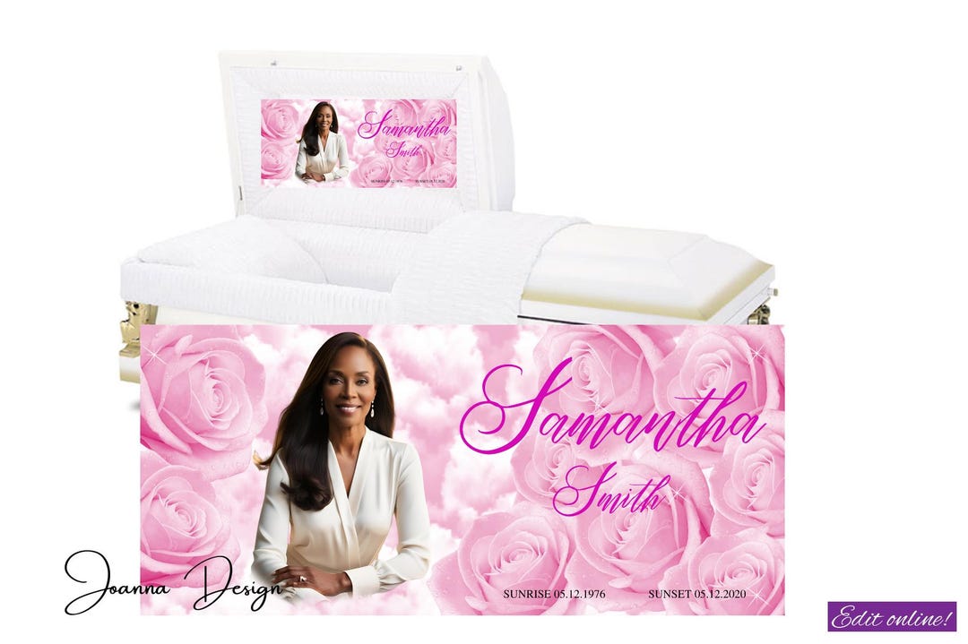 Pink Roses Sky Casket Panel Insert Memorial Pink Roses Sky Funeral ...