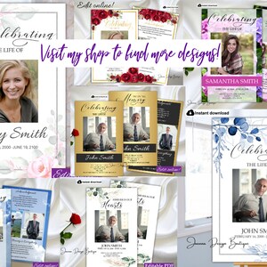 White Gold Funeral Program 11x17 8 Pages Gold Memorial Service Program ...