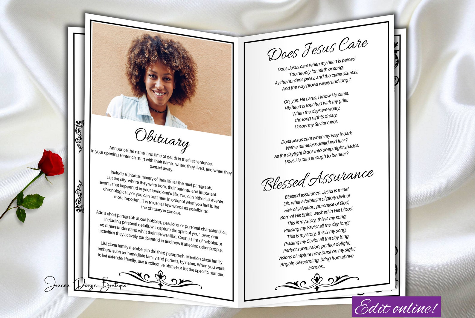 White Black Funeral Program Template Royal Funeral Program for | Etsy