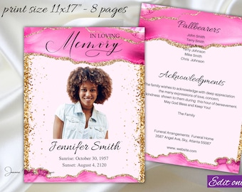 Obituary Template for Women | Etsy
