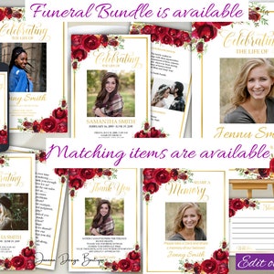 Red Roses Obituary Template Red Roses Funeral Program Funeral Program ...