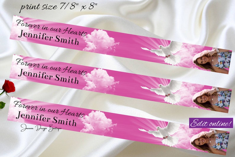 Dove Memorial Ribbon Template Memorial Ribbon With Photo Pink Sky ...