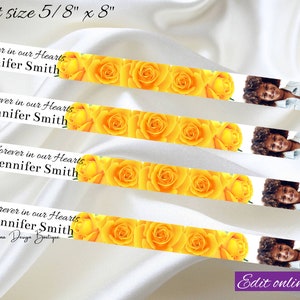Memorial Ribbon Template Yellow Roses Memorial Ribbon With Photo ...