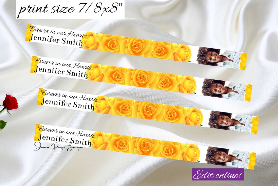 Memorial Ribbon Template Yellow Roses Memorial Ribbon With Photo ...