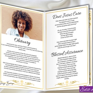 Gold Funeral Program Template Royal Funeral Program for Women Man Gold ...
