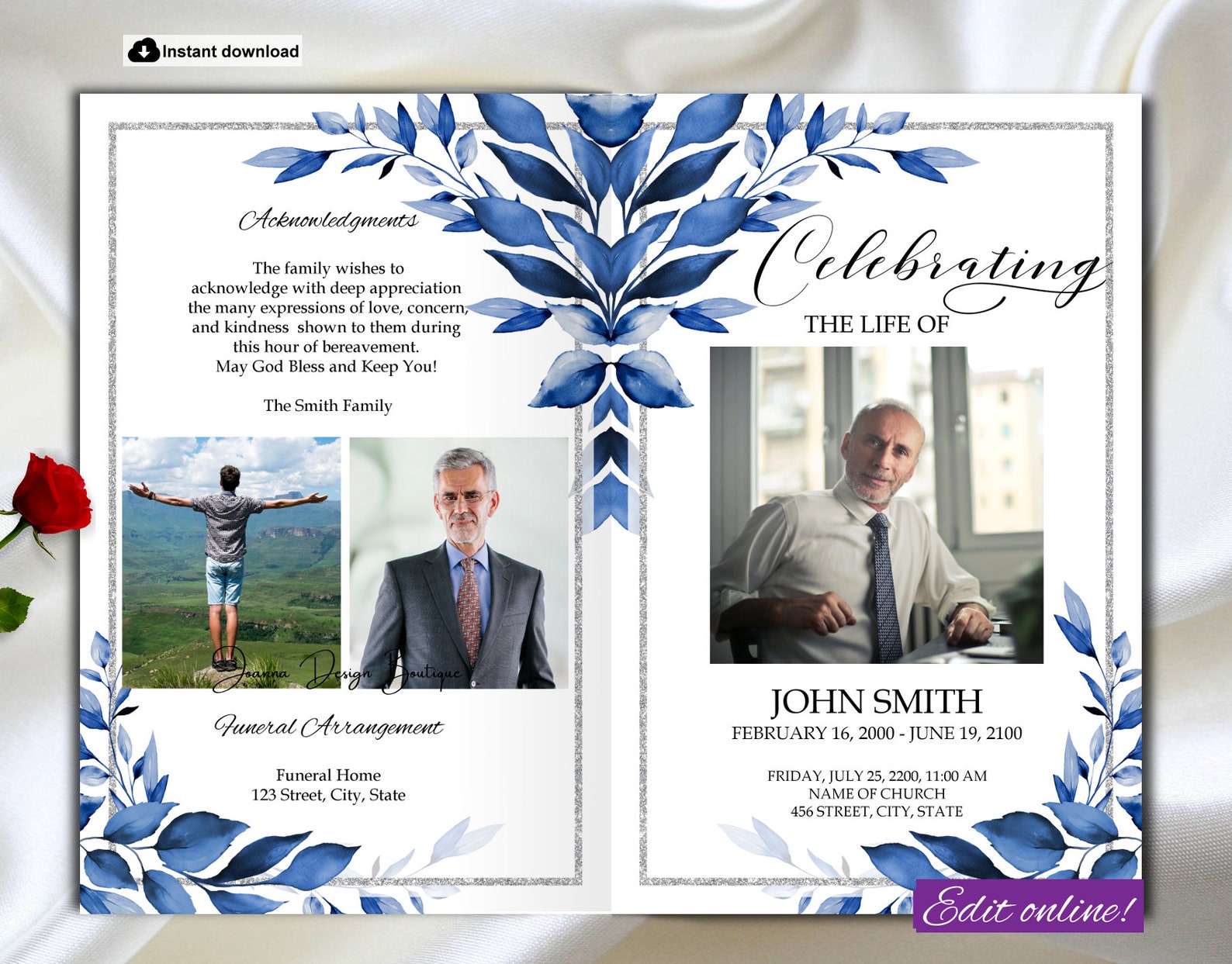 Blue Funeral Bundle Set Funeral Memorial Service Bundle Blue - Etsy