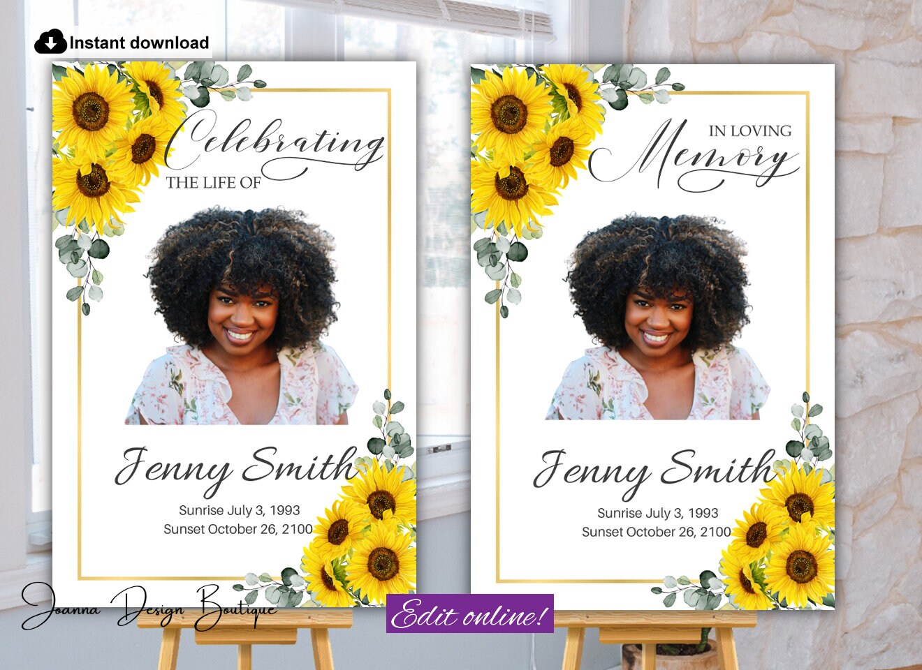 Sunflowers Memorial Sign Funeral Sign Poster Memorial Service - Etsy