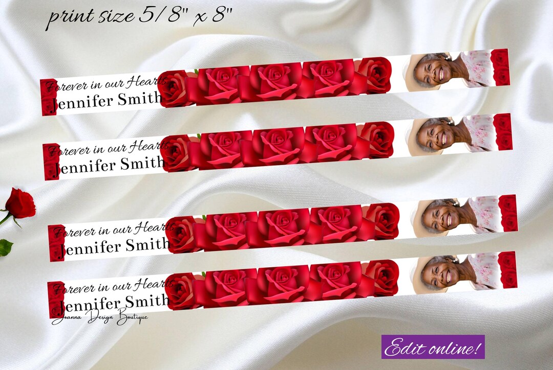Memorial Ribbon Template Red Roses Memorial Ribbon With Photo Forever ...