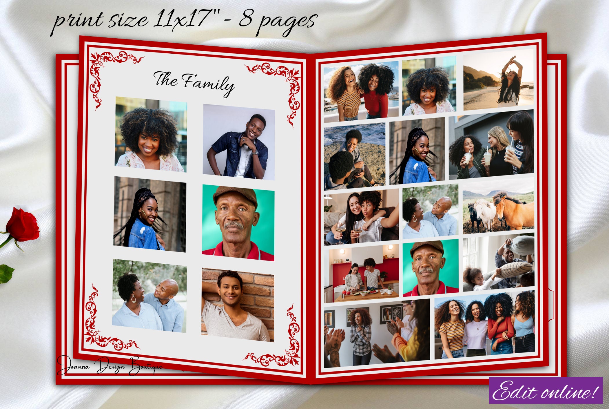 Red Gray Obituary Funeral Program Template 11x17 Red Memorial - Etsy