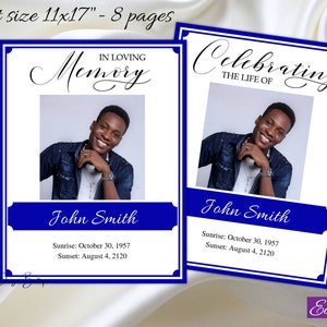 Royal Blue Funeral Program 11x17 Royal Luxury Funeral Program Template ...