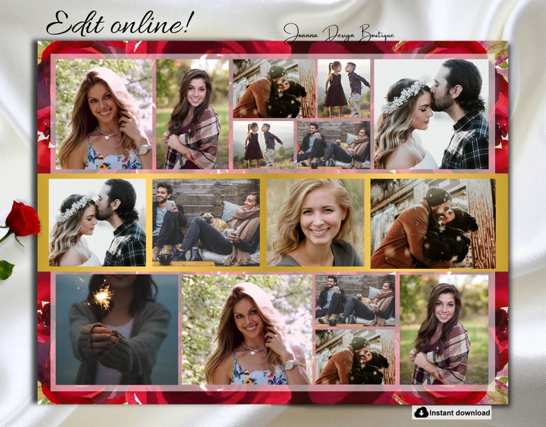 Red Roses Obituary Template Red Roses Funeral Program 8 Pages - Etsy