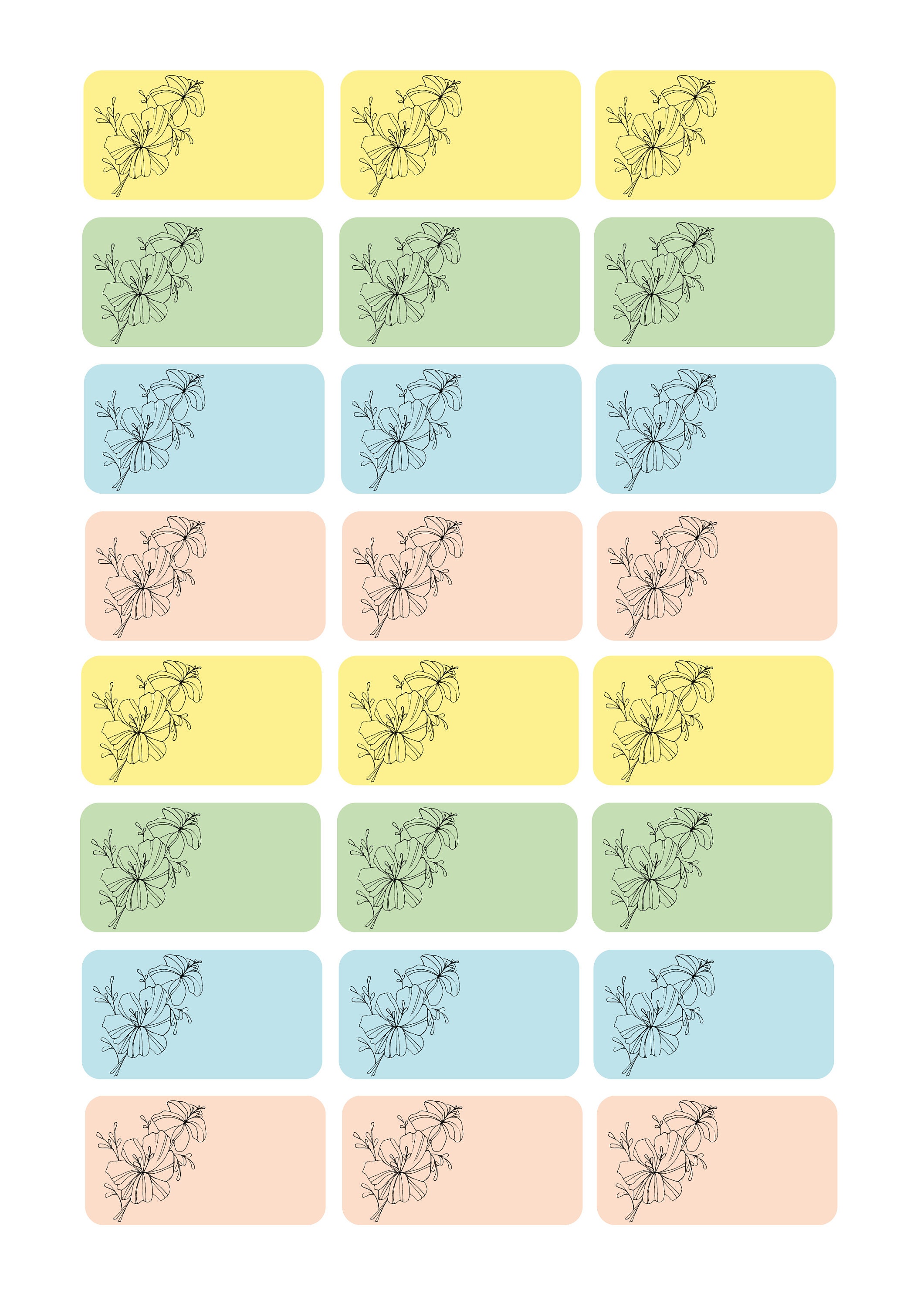 Printable Pastel Hibiscus Floral Planner Sticker Set 4-page - Etsy