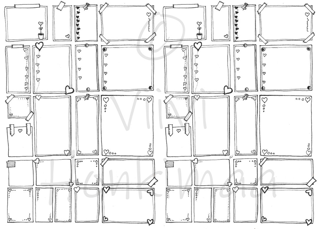 Sticky Notes Doodle Stickers Printable A4, A5, US Letter, Half Letter ...