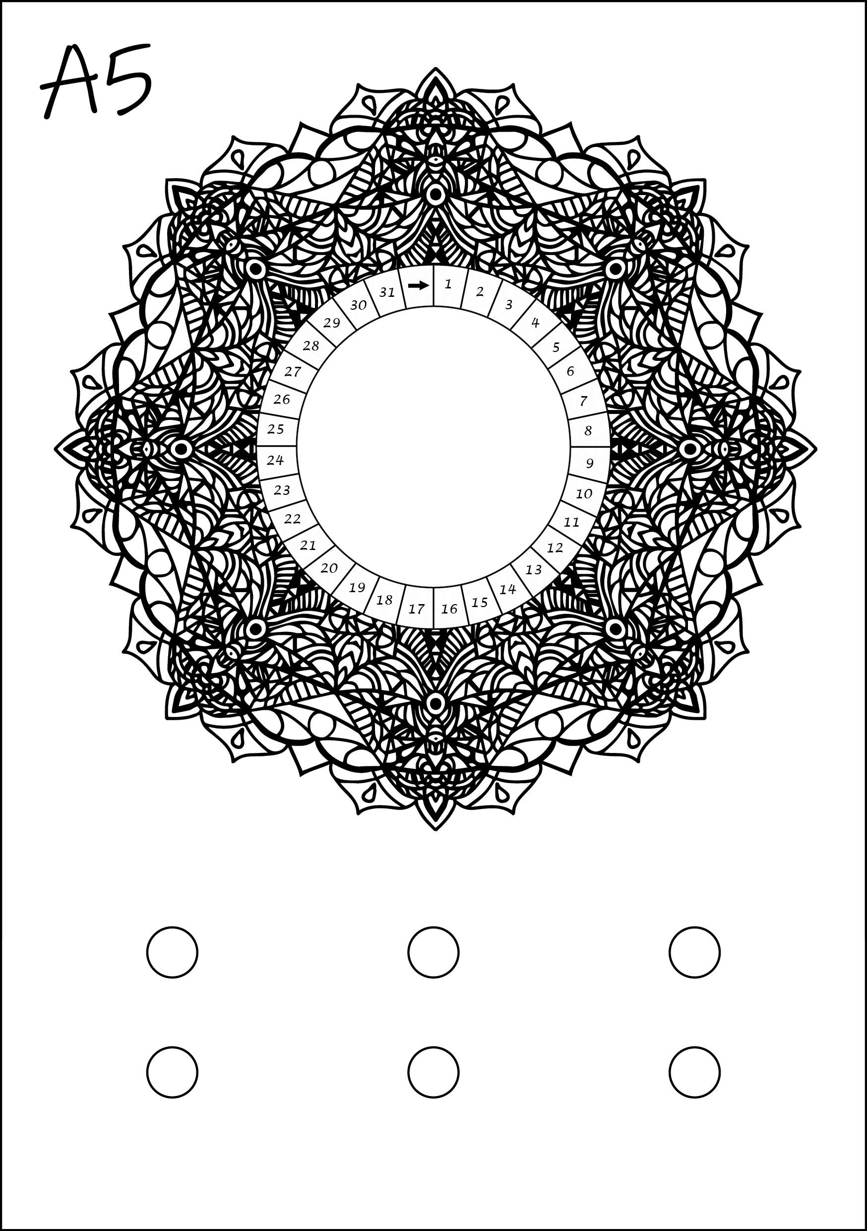 Round Circle Tracker Mandala Printable, Mood Tracker, Printable PDF in ...