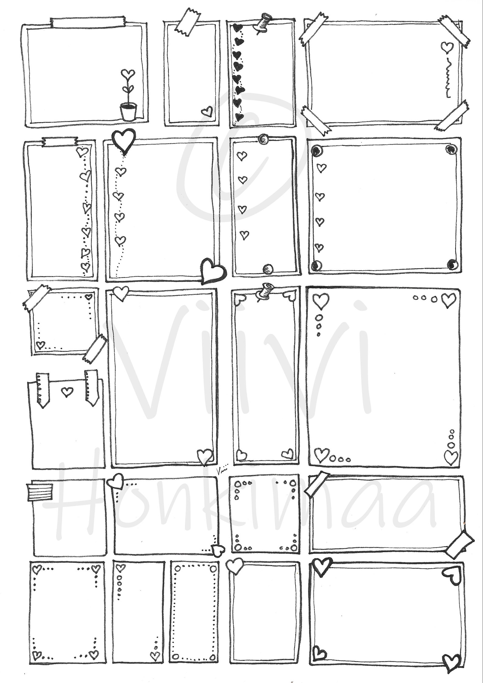 Sticky Notes Doodle Stickers Printable (A4, A5, US Letter, Half Letter ...