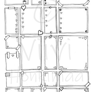 Sticky Notes Doodle Stickers Printable (A4, A5, US Letter, Half Letter ...