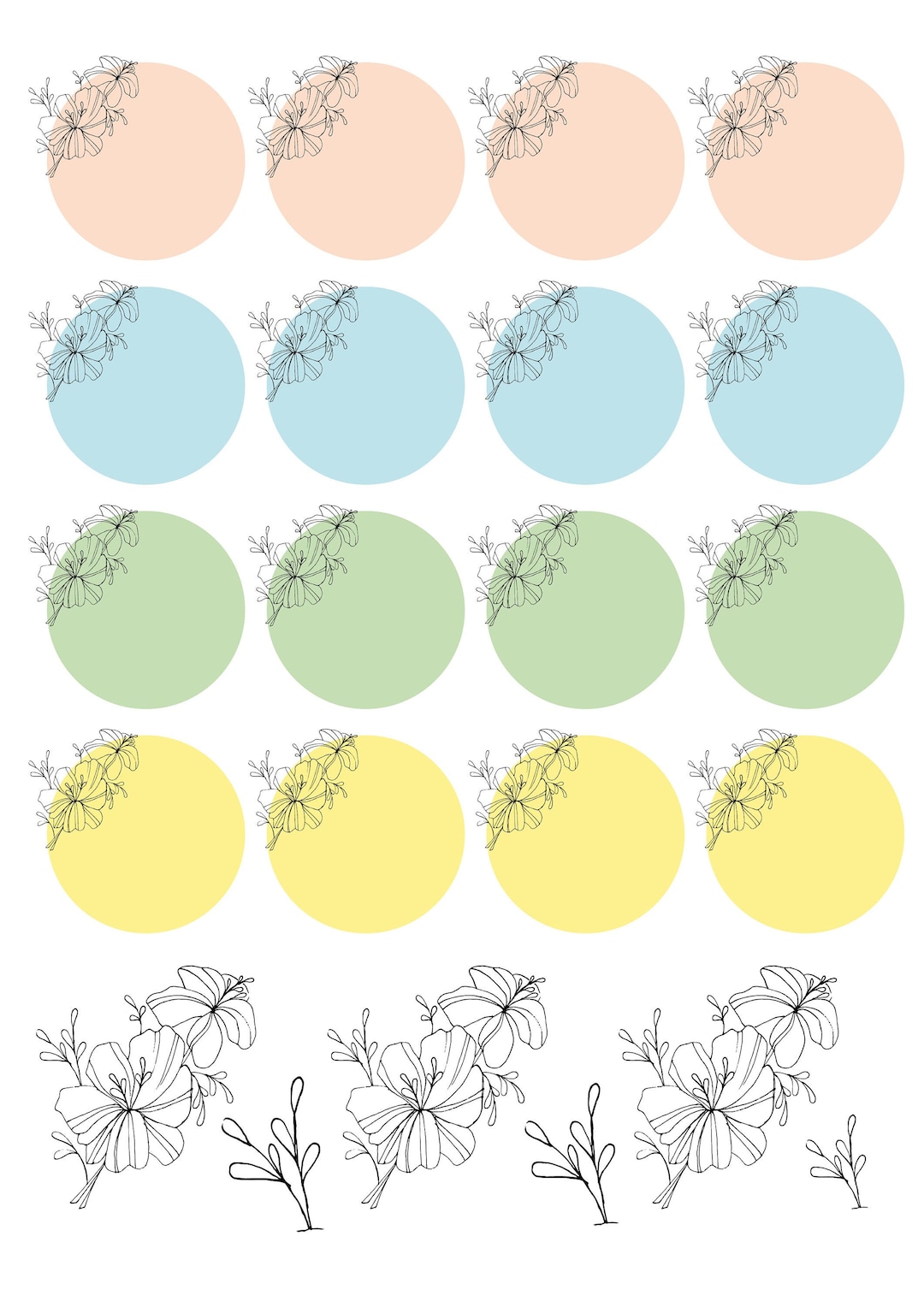 Printable Pastel Hibiscus Floral Planner Sticker Set, 4-page PDF ...