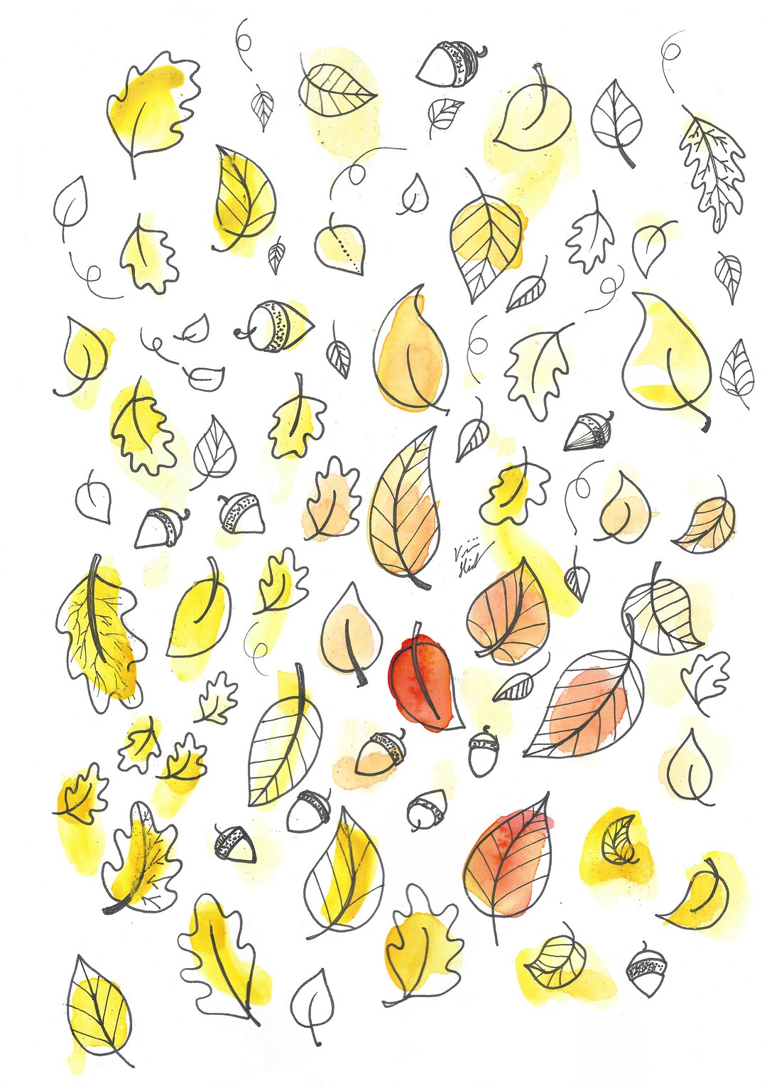 Autumn Leaves, Hand Drawn Sticker Sheet for Planner, Bullet Journal ...
