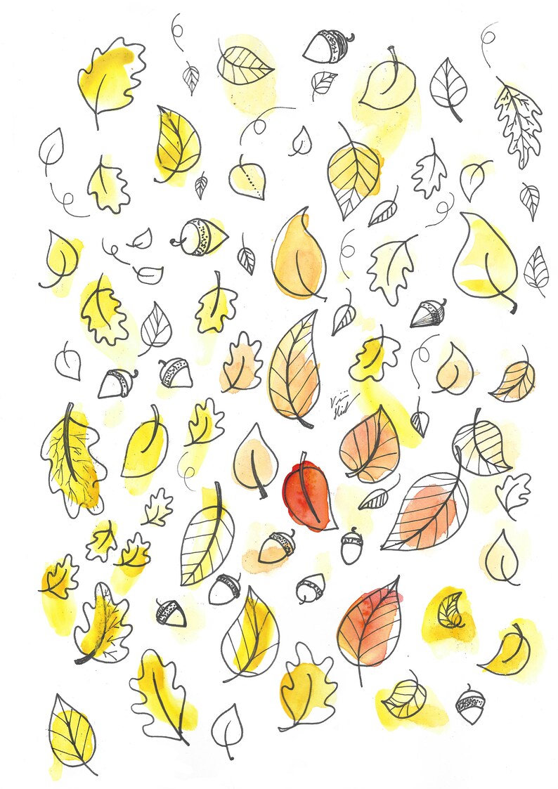 Autumn Leaves, Hand Drawn Sticker Sheet for Planner, Bullet Journal ...