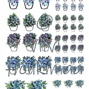 Flower Pot Stickers Printable for Bullet Journal, Planner, Decoration ...