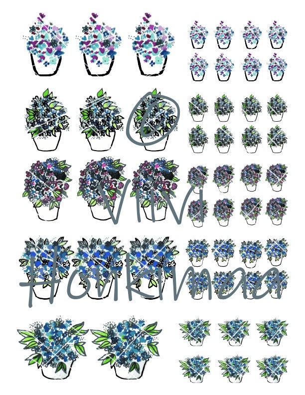 Flower Pot Stickers Printable for Bullet Journal Planner | Etsy