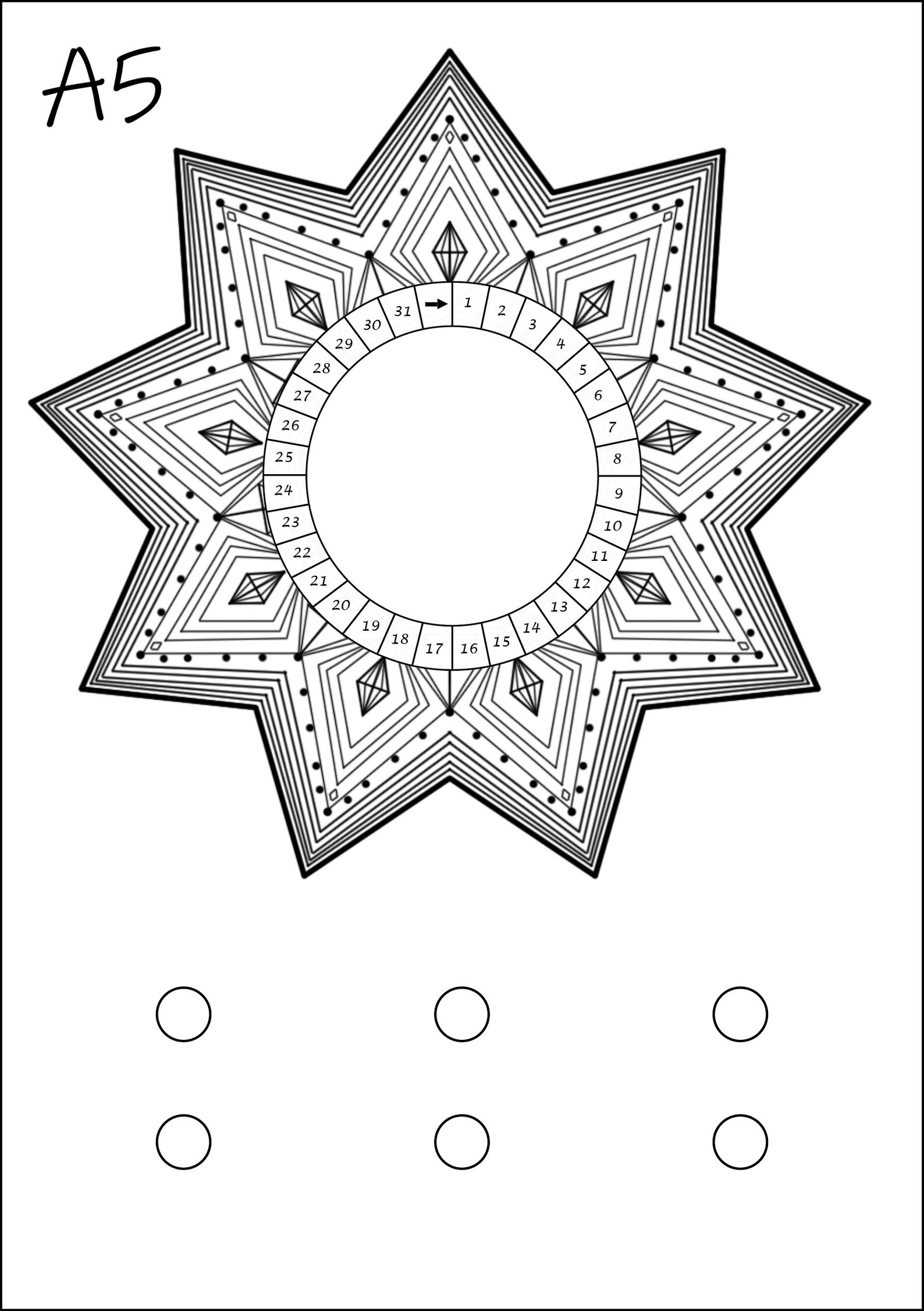 Round Circle Tracker Mandala Printable, Mood Tracker, Printable PDF in ...