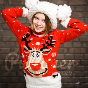 Reindeer Rudolph Christmas Sweater, Xmas Jumper, Rudolph the Red-nosed ...