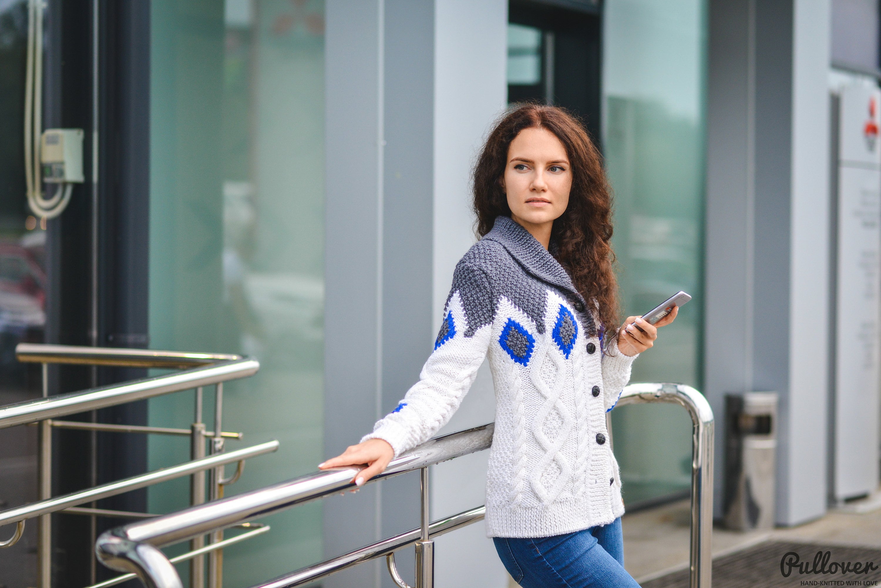 Rhombus Design Cardigan Casual Knit Cardigan Unisex Knitted - Etsy