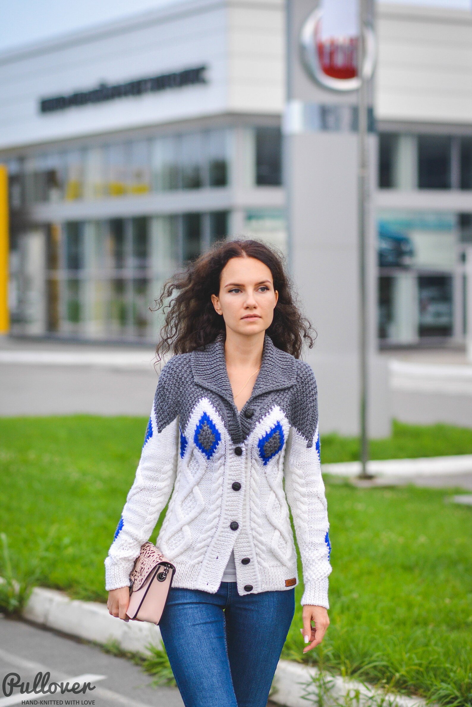 Rhombus Design Cardigan Casual Knit Cardigan Unisex Knitted - Etsy