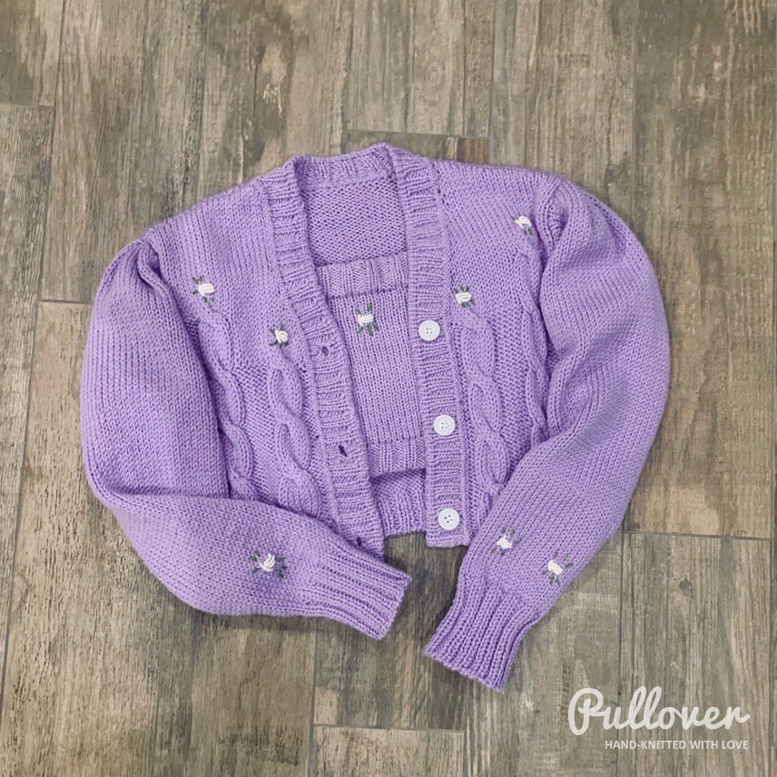 Designer wool lilac cardigan and bandeau top replica | Etsy