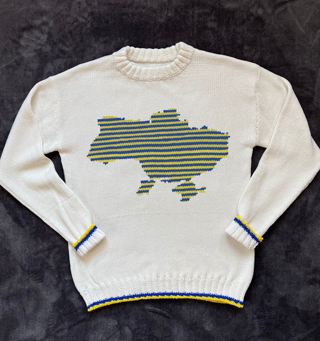 Flag of Ukraine Ukrainian Map Custom Knit Sweater White Cotton - Etsy UK