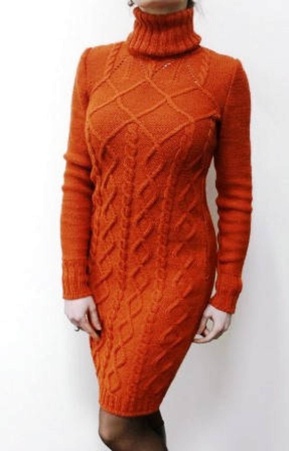 Hand Knit Aran Style Dress Merino Wool Cable Dress Long - Etsy