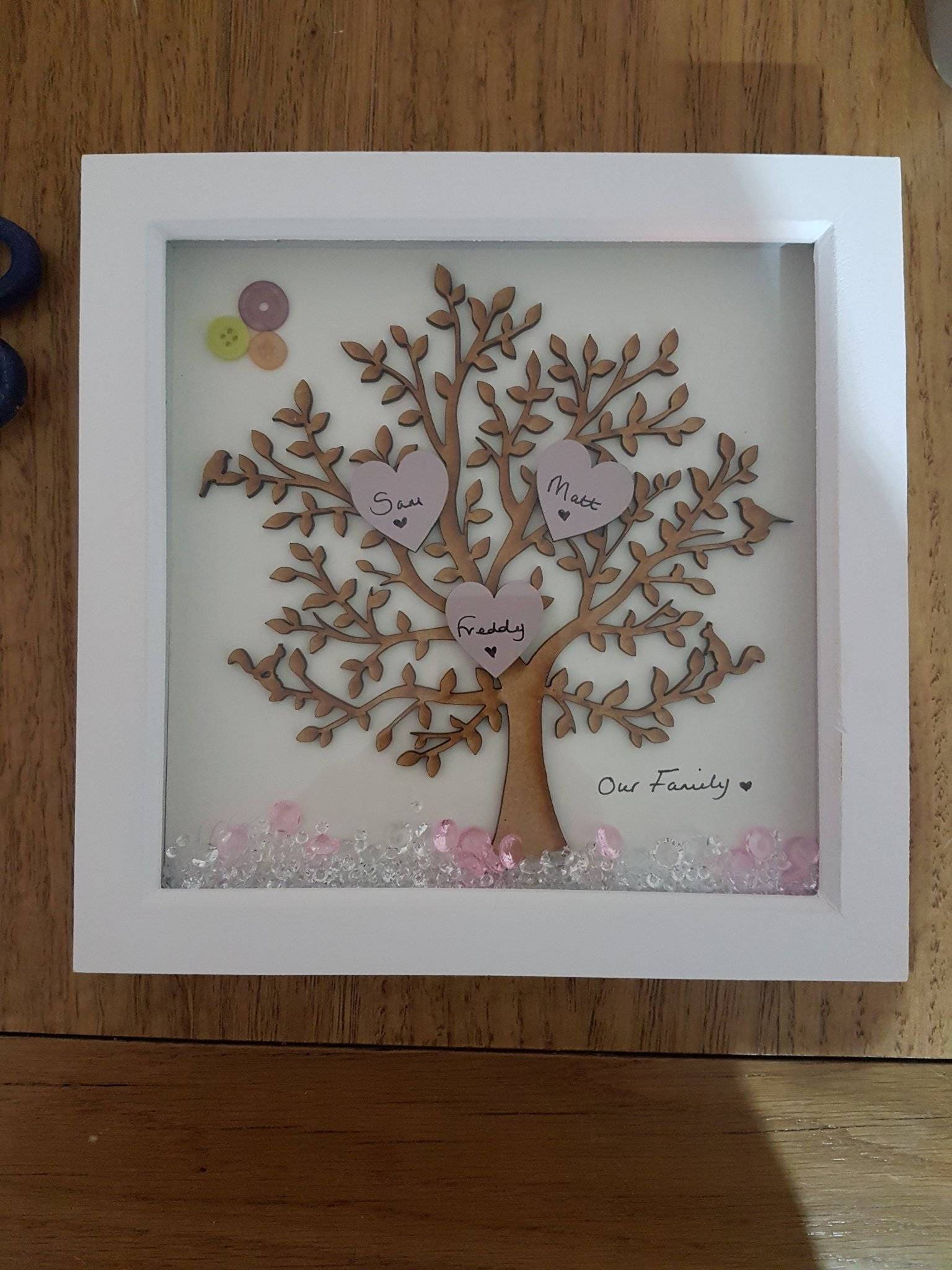 Personalised Handmade Family Tree Frame Picture Gift Wedding Present ...