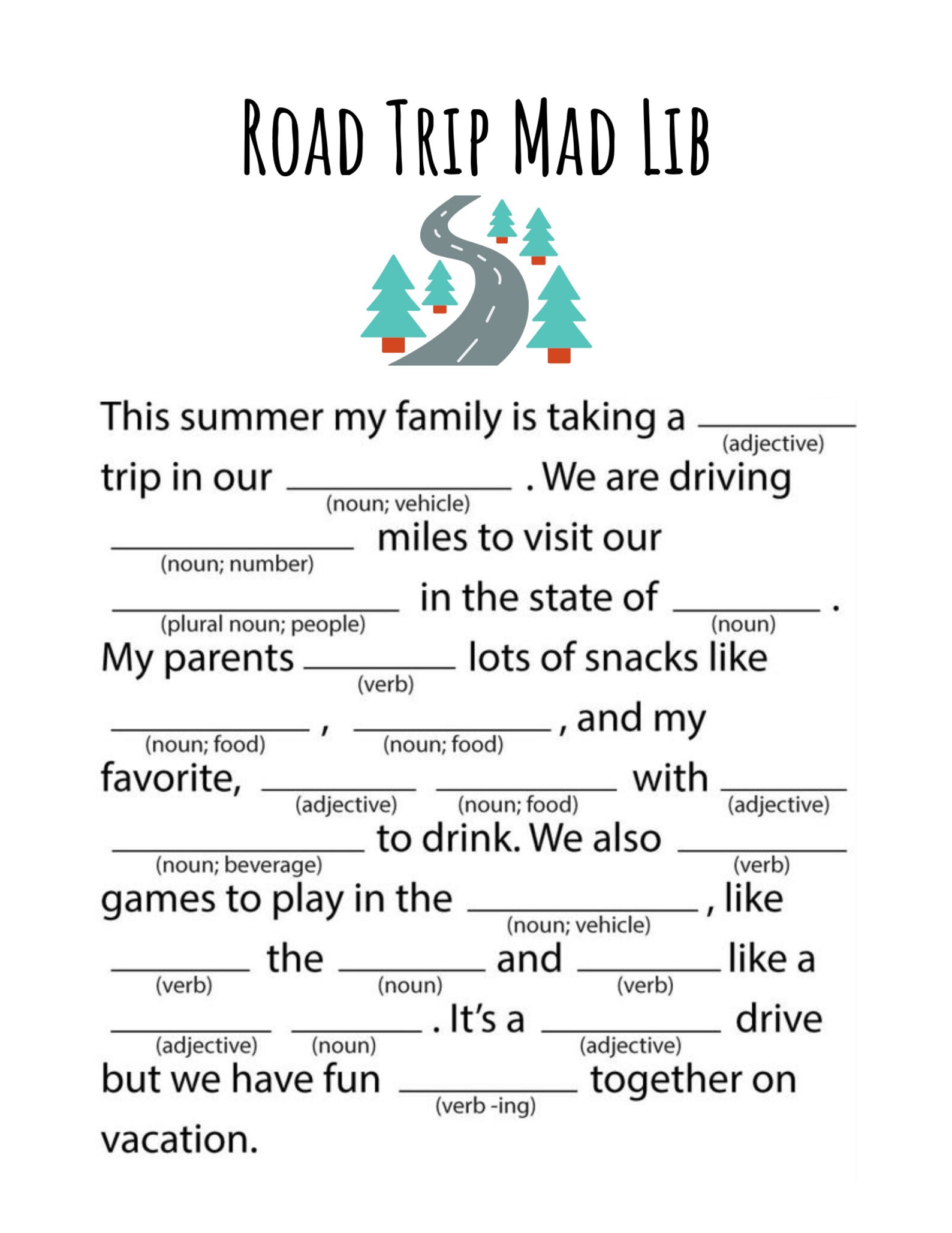 Road Trip Travel Activity Book for Kids - Digital Files Instant ...