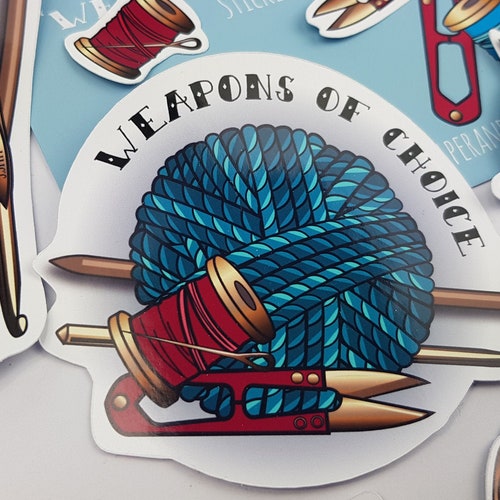 Knitting Themed Sticker Set Crochet Themed Vinyl Decals - Etsy