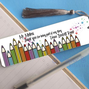 PERSONALIZED Teacher Rainbow Pencil Custom Bookmark Gift for End of ...