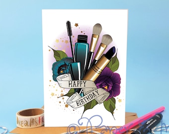 Makeup birthday card | Etsy
