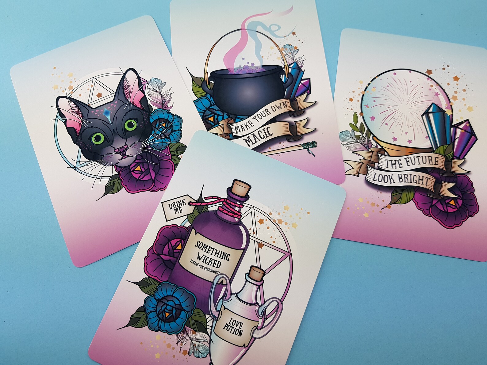 Witch Themed Postcards Set of 4 Cards Witch Gifts Witchy - Etsy UK